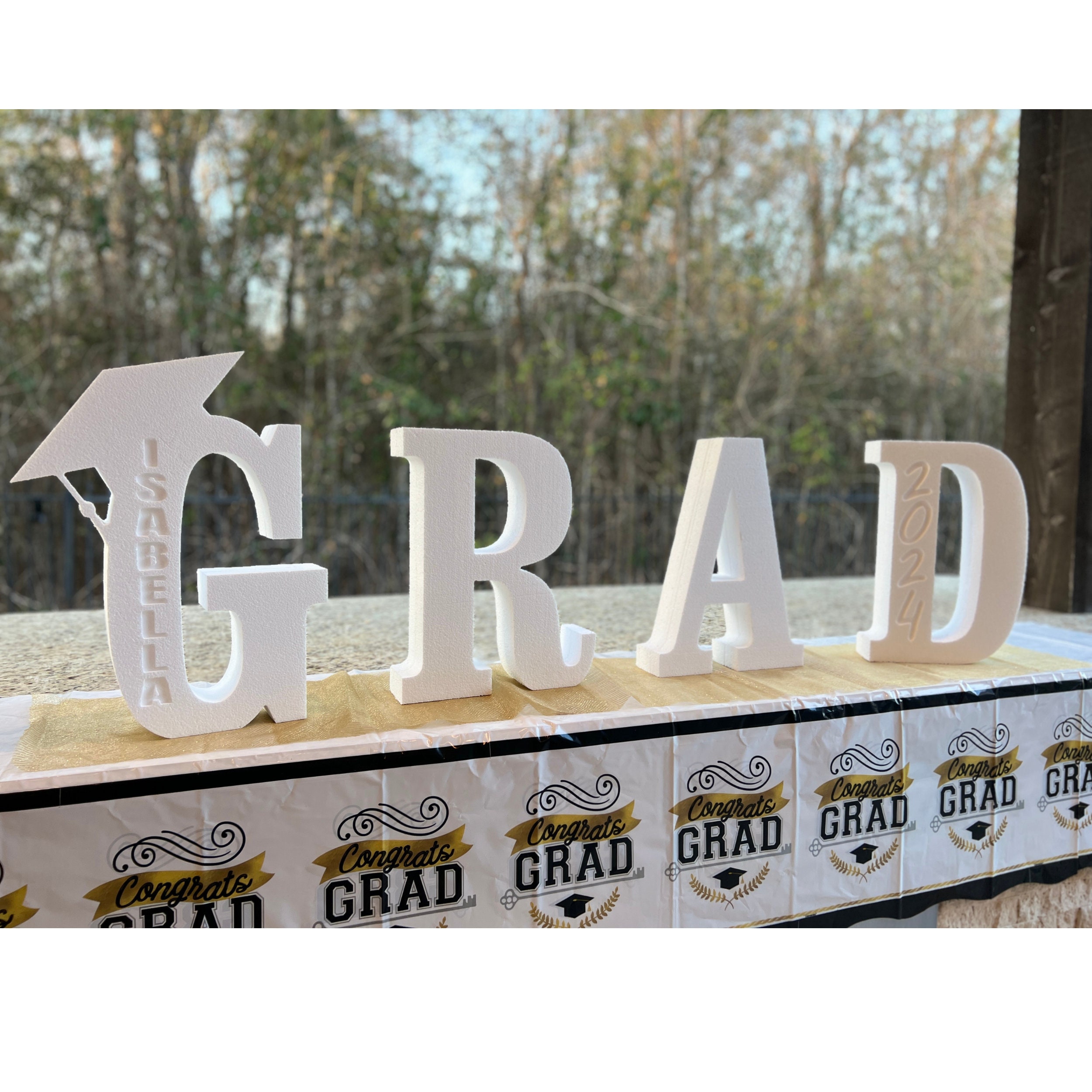 Custom Grad Foam Letters for Party Decor Styrofoam Letters Glittered ...