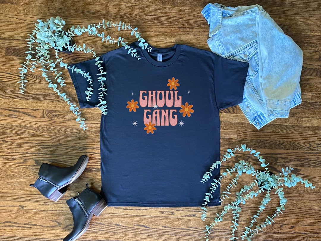 Groovy Ghoul Gang Shirt, Floral Design, Funny Retro Tee, Cute Halloween ...