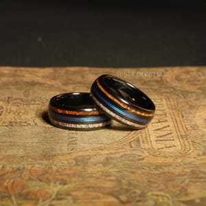 The Wildwood -mens Rings Fishing Line-whiskey Barrel & Deer Antler Ring ...