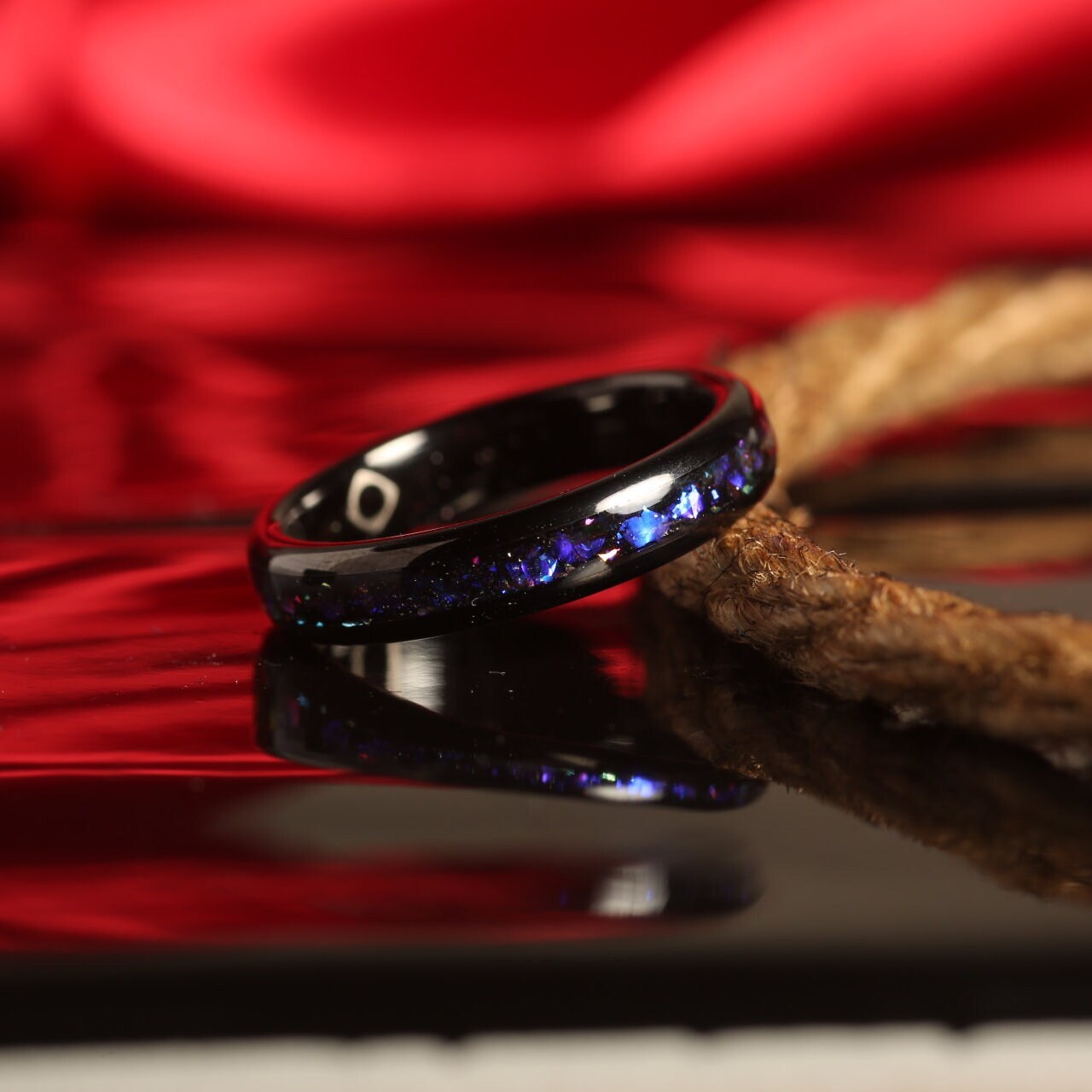 Men's Wedding Ring Nebula Ring, Mens Wedding Ring, Black Tungsten Outer ...