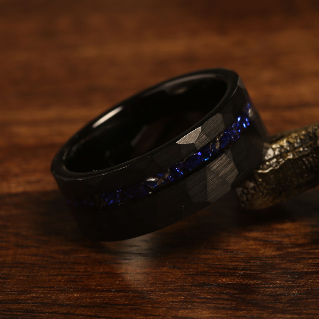 Men's Wedding Ring the Cosmo Nebula Ring, Mens Wedding Ring, Black ...