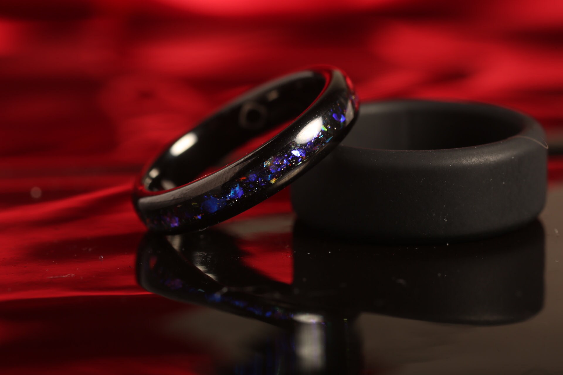 Men's Wedding Ring Nebula Ring, Mens Wedding Ring, Black Tungsten Outer ...