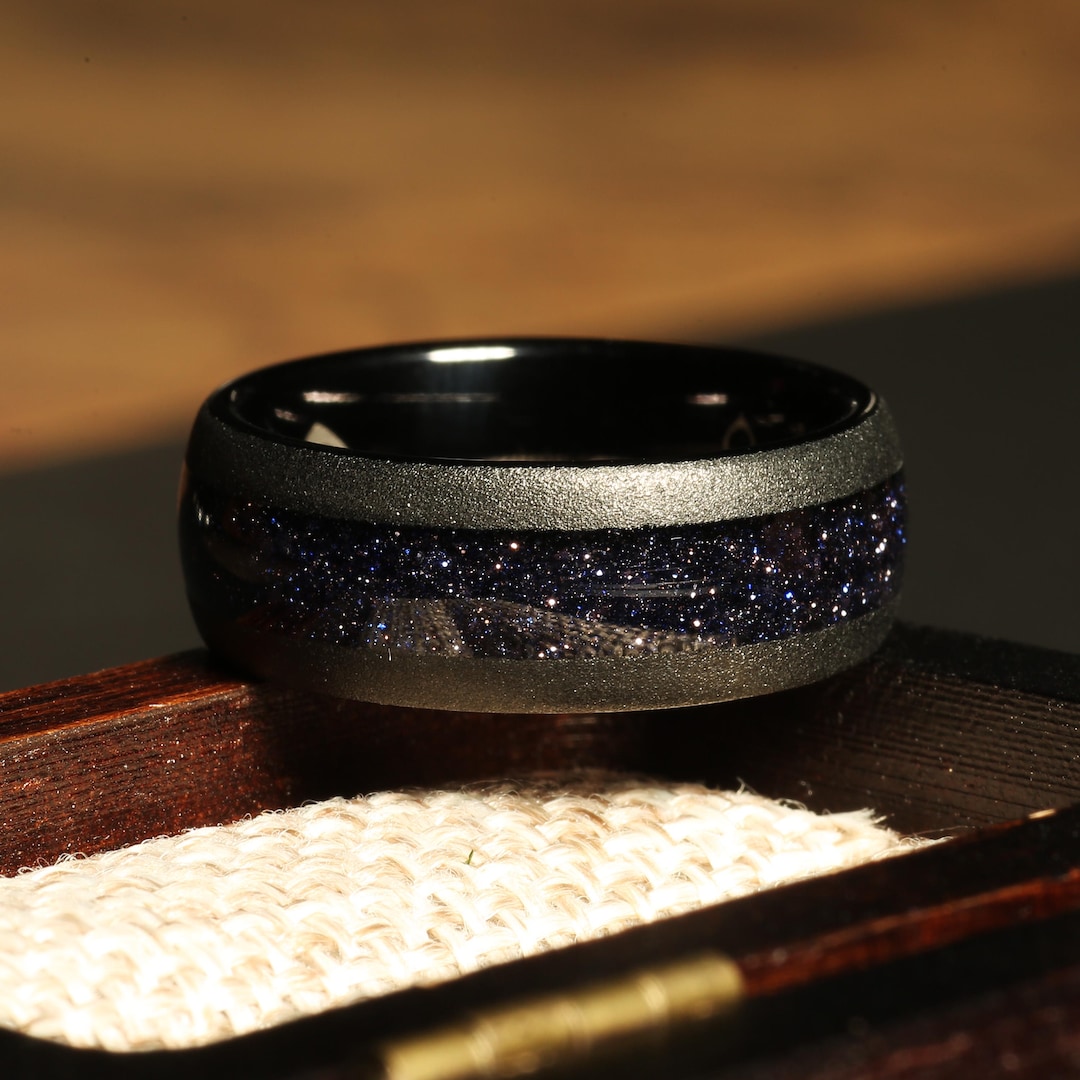 Black Nebula Sandstone Galaxy, Blue Nebula Ring Black Tungsten Space ...