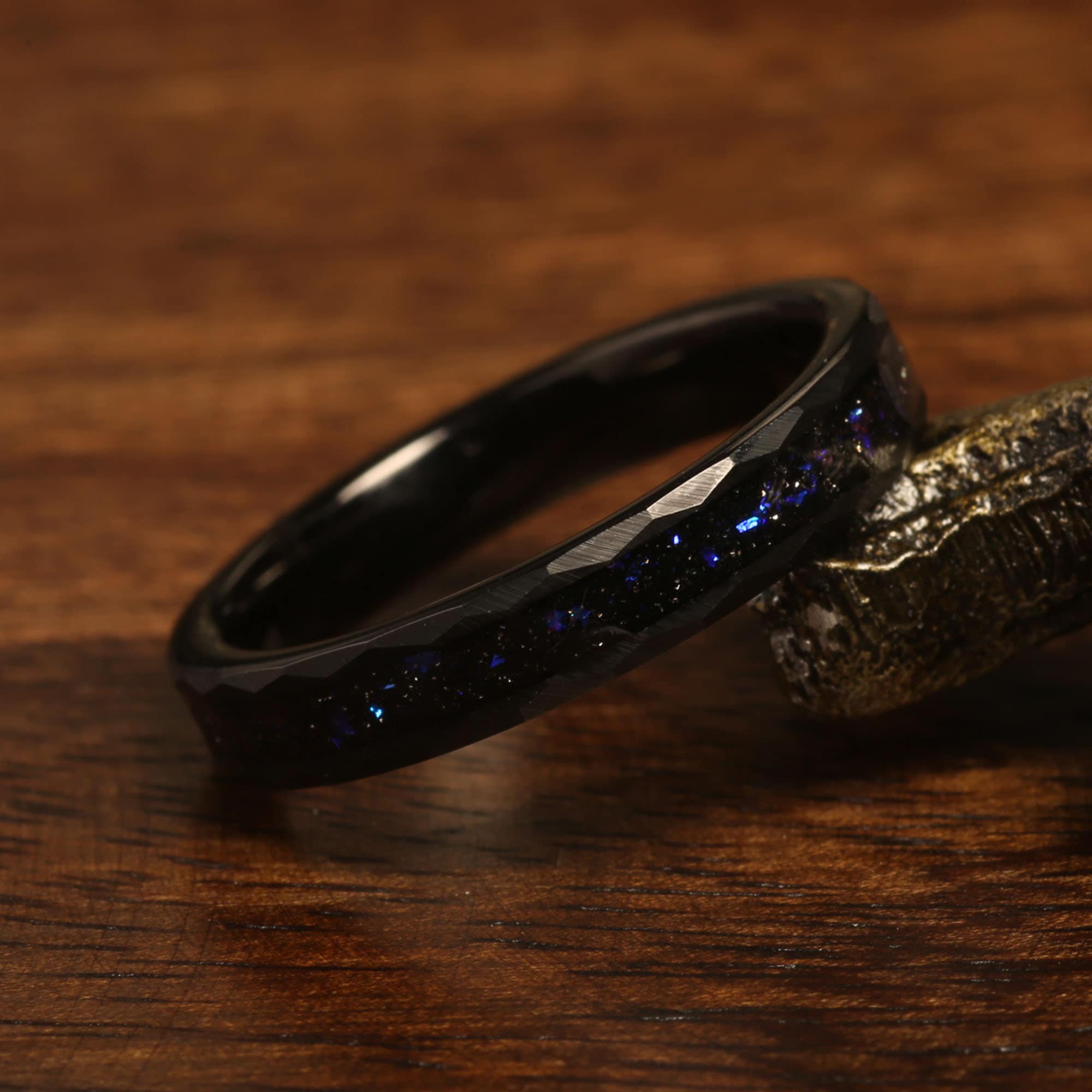 Men's Wedding Ring Nebula Ring, Mens Wedding Ring, Black Tungsten Outer ...