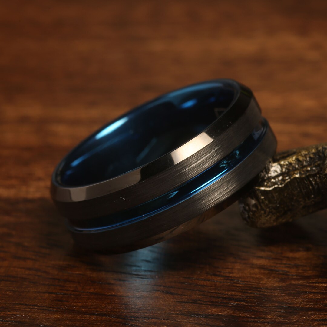 The Blueguard mens Ring Blue Wedding Ring Tungsten Carbide Men's Ring ...