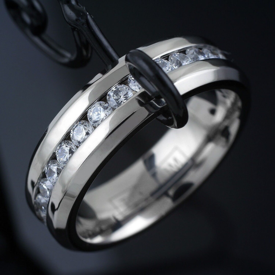 Men's Diamond Ring, Men's Wedding Band, Men's Titanium Ring, Titanium ...