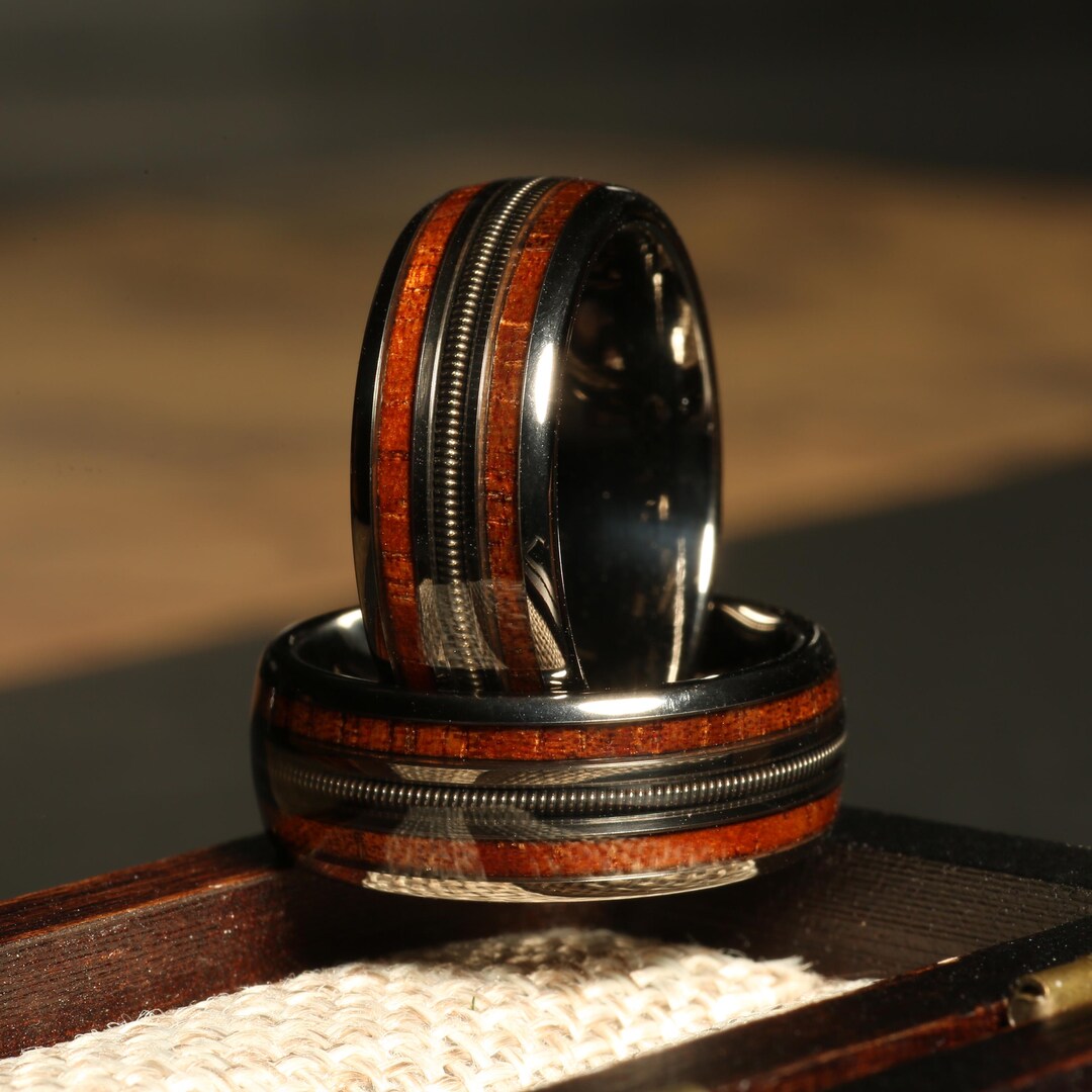 The Harmony-guitar String Ring With Hawaiian Koa Wood Guitar String ...