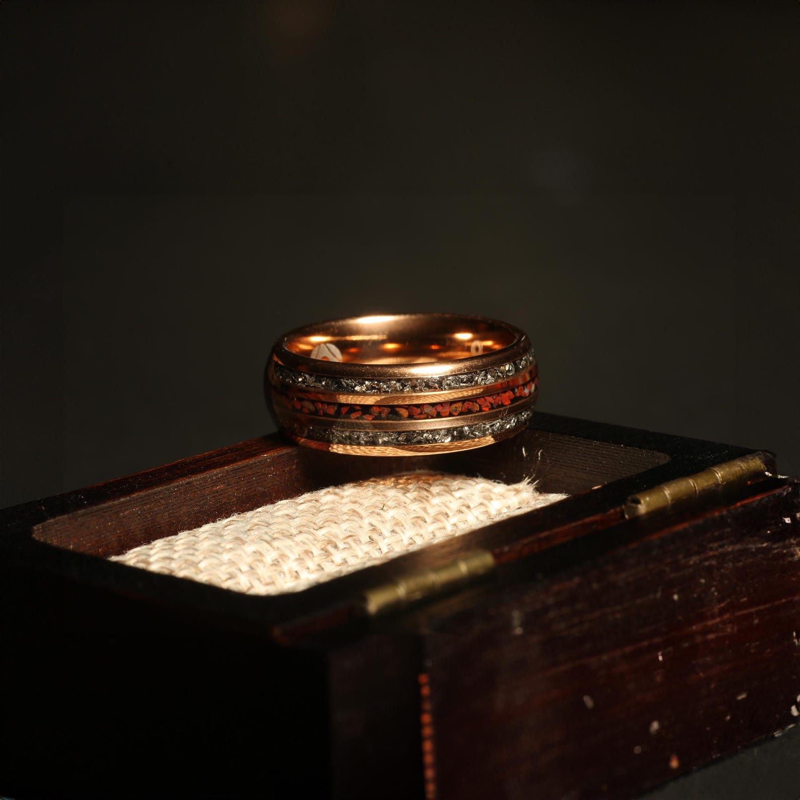 The Cosmic - Mens Rings Rose Gold Tungsten Meteorite and Dinosaur Bone ...