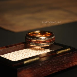 The Cosmic - Mens Rings Rose Gold Tungsten Meteorite and Dinosaur Bone ...