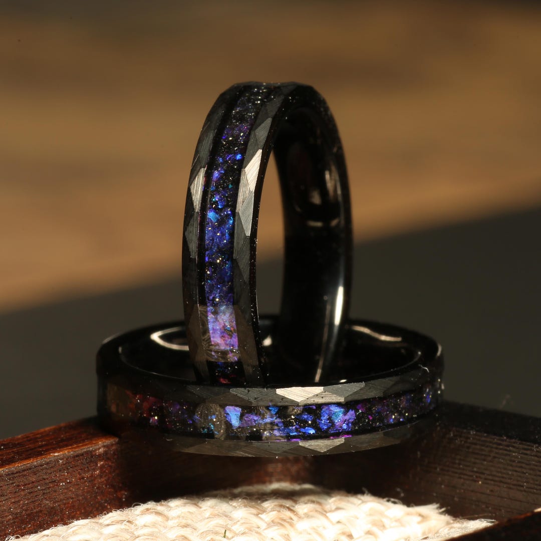 The Orbit -custom Space Galaxy Ring Engraved Meteorite Tungsten Ring ...