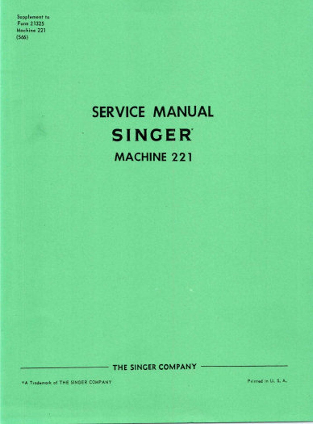 Singer Sewing Manual 221 PDF Download - Etsy