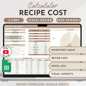 Recipe Cost Calculator Bakery Bakery Spreadsheet Inventory Pricing ...