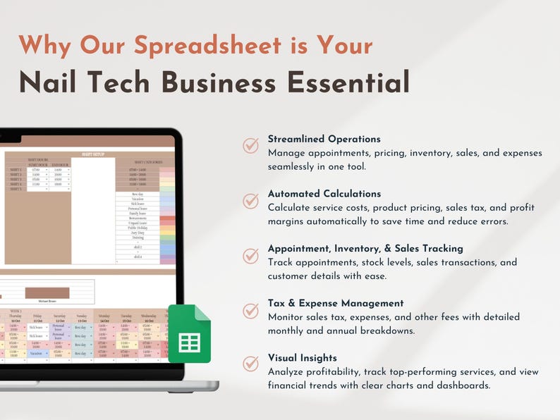 Nail Tech Business Template Service Cost Calculator Nail Bookkeeping ...