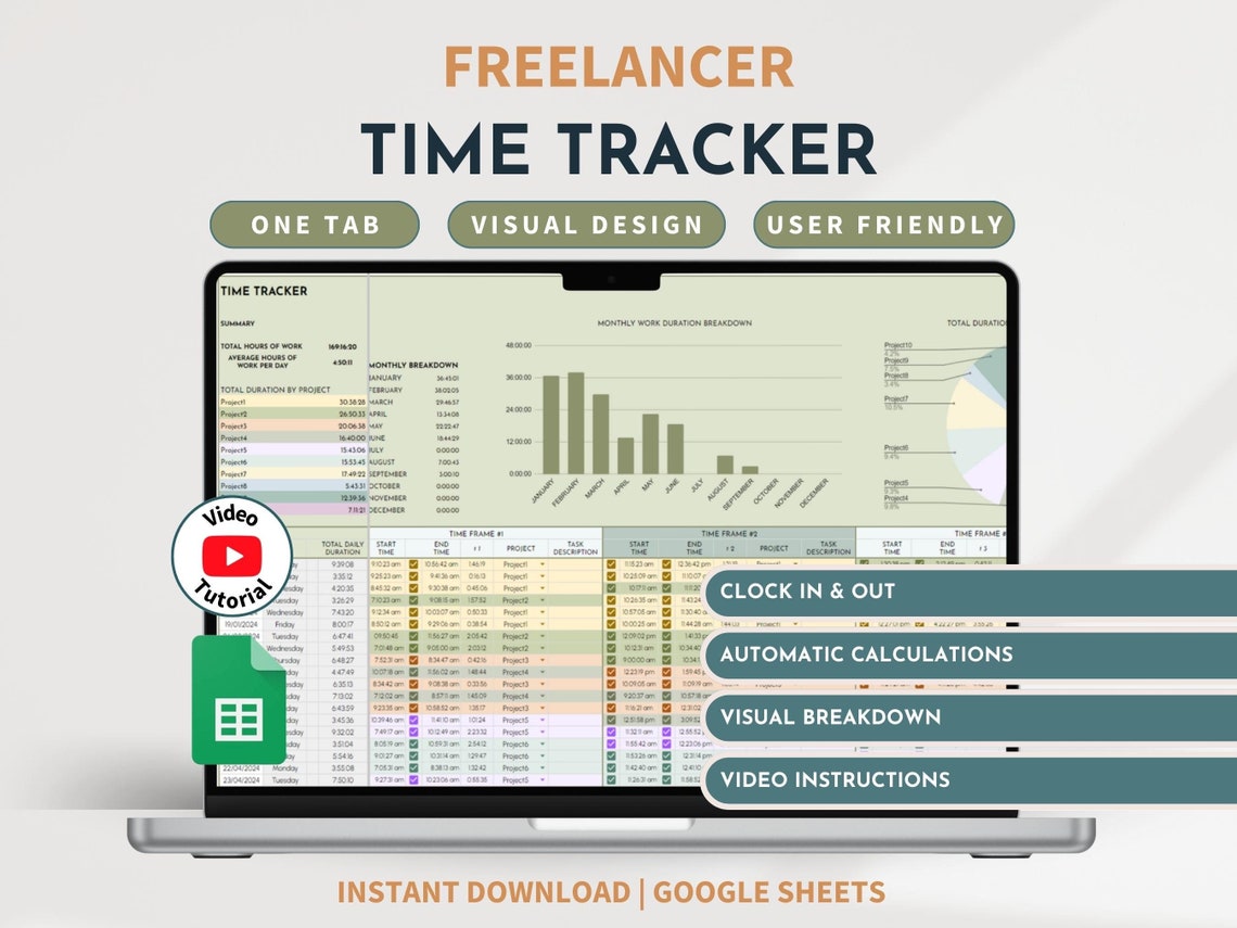 Hours Tracker Screentime Productivity Tracker Time Log Billable Racker ...