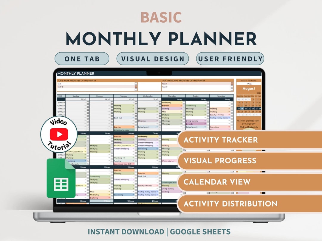 Monthly Planner Template Hourly Schedule Organizer for Busy Moms Habit ...