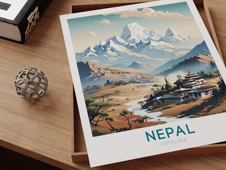Nepal Travel Poster Nepal Wall Art Everest Home Décor Himalaya - Etsy