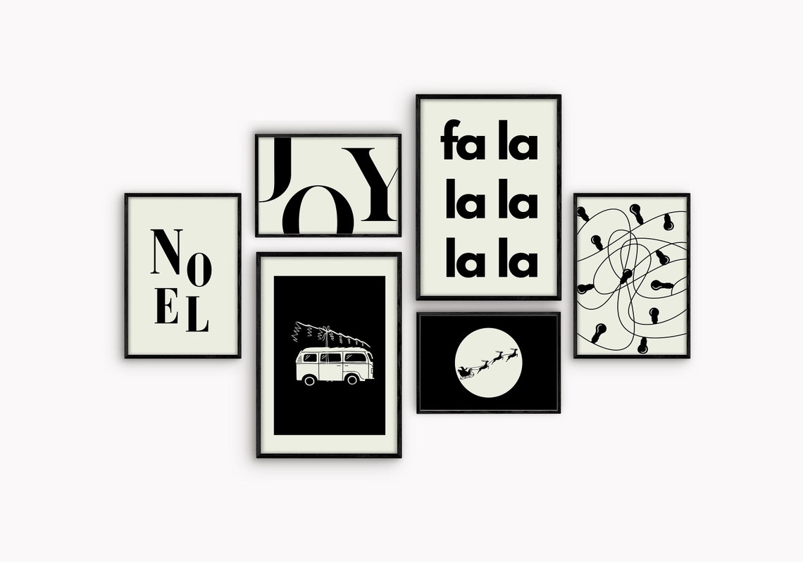 Christmas Printable Black and White Christmas Wall Art X-mas Monochrome ...