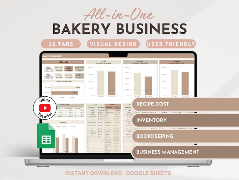 Bakery Planner Recipe Cost Calculator Bakery Spreadsheet Inventory ...
