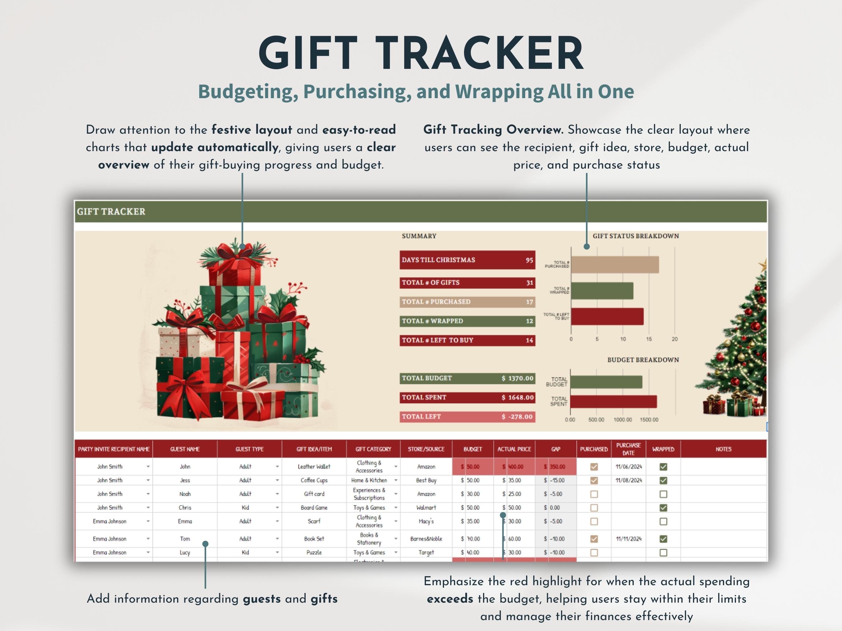 Christmas Party Planner Spreadsheet Event Planner Party Organizer ...