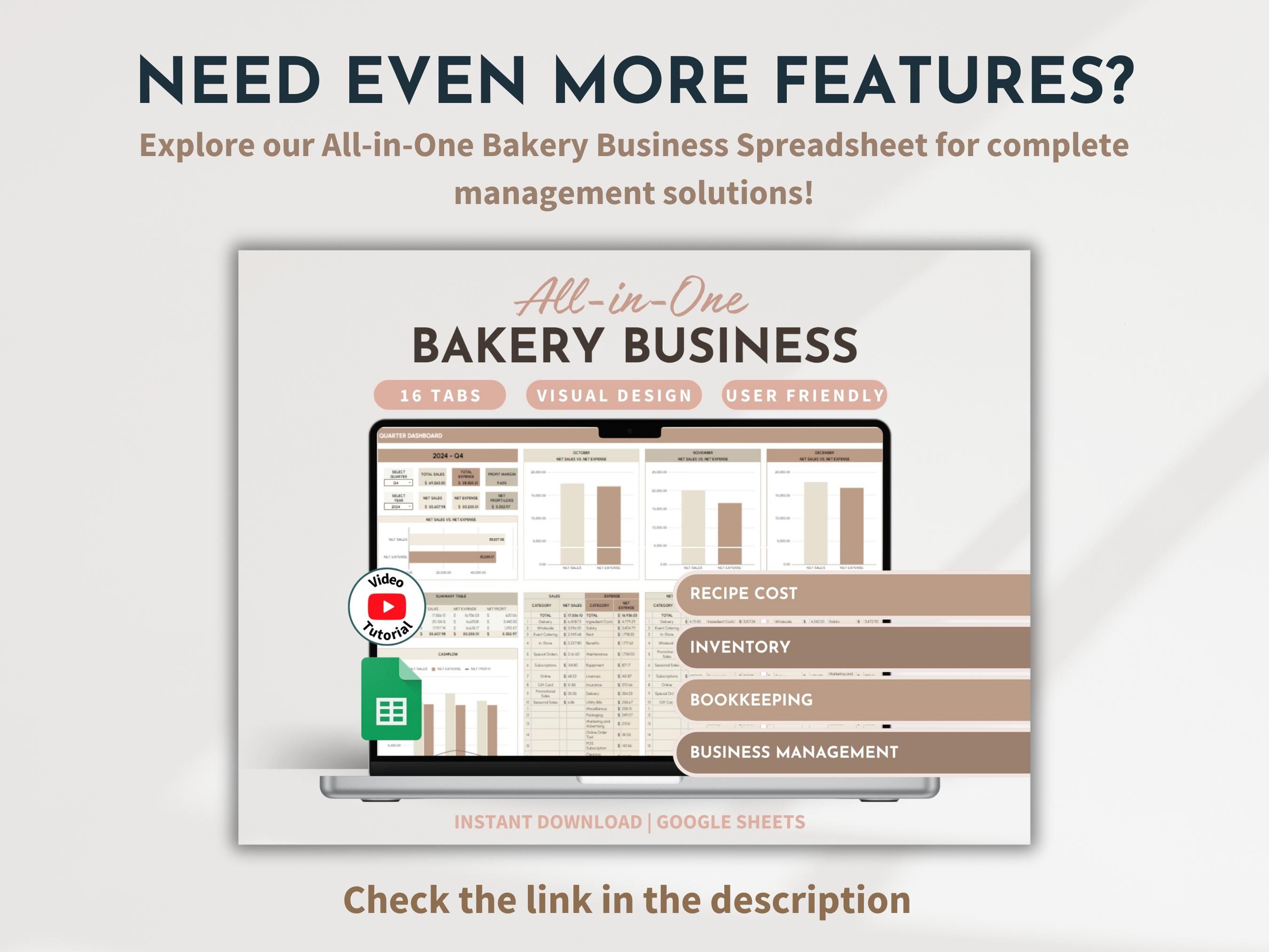 Recipe Cost Calculator Bakery Bakery Spreadsheet Inventory Pricing ...