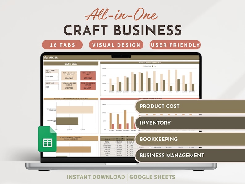 Craft Business Planner Small Business Bookkeeping Handmade Product Cost ...