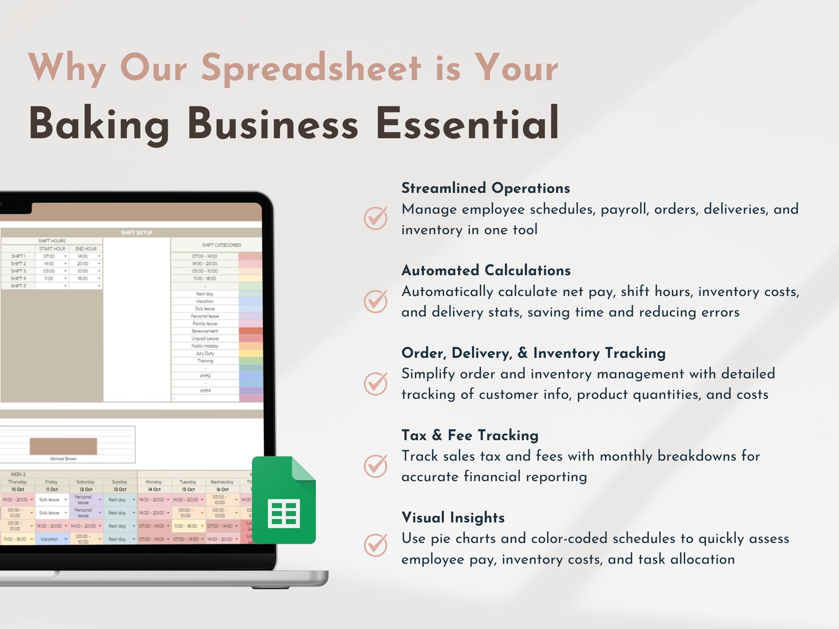 Bakery Planner Recipe Cost Calculator Bakery Spreadsheet Inventory ...