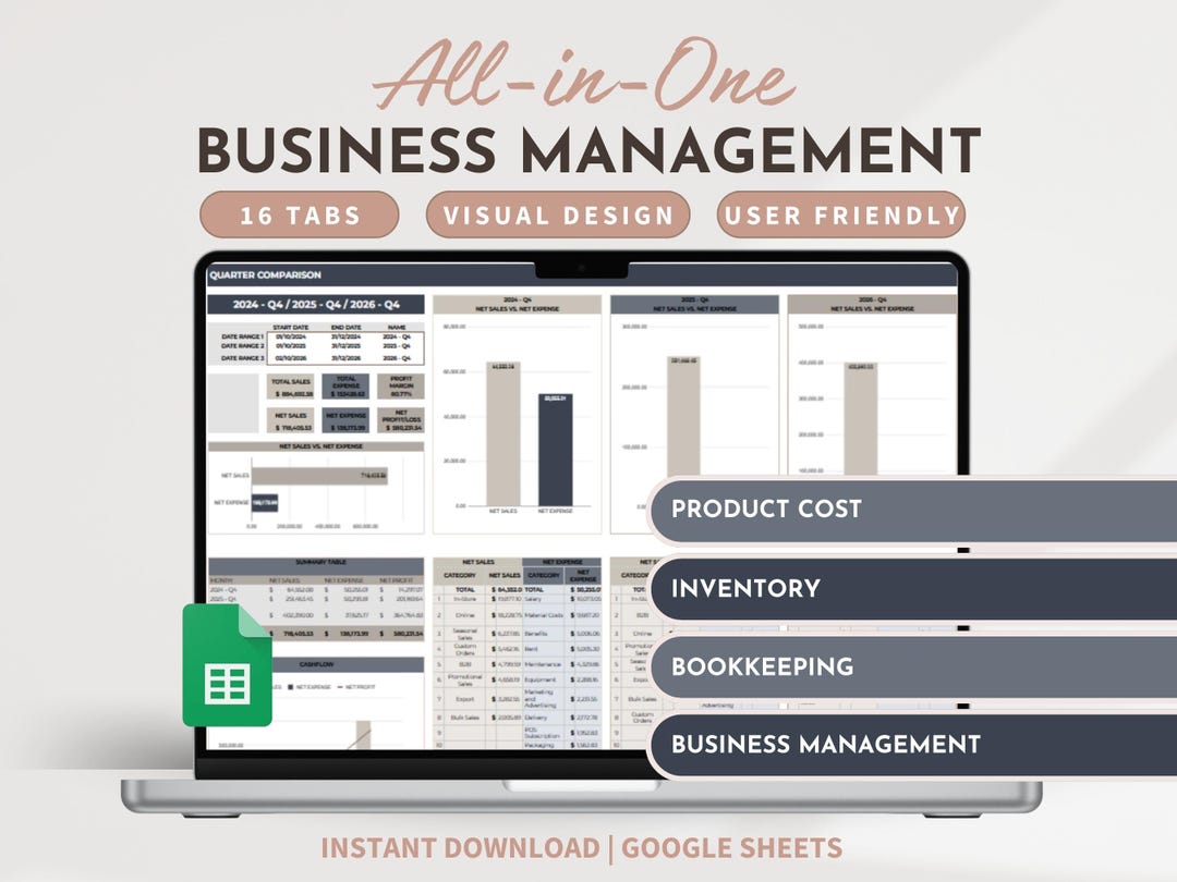 Small Business Management Business Bookkeeping Spreadsheet Product ...