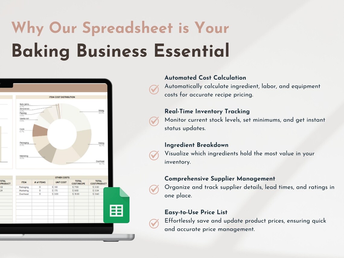 Recipe Cost Calculator Bakery Bakery Spreadsheet Inventory Pricing ...