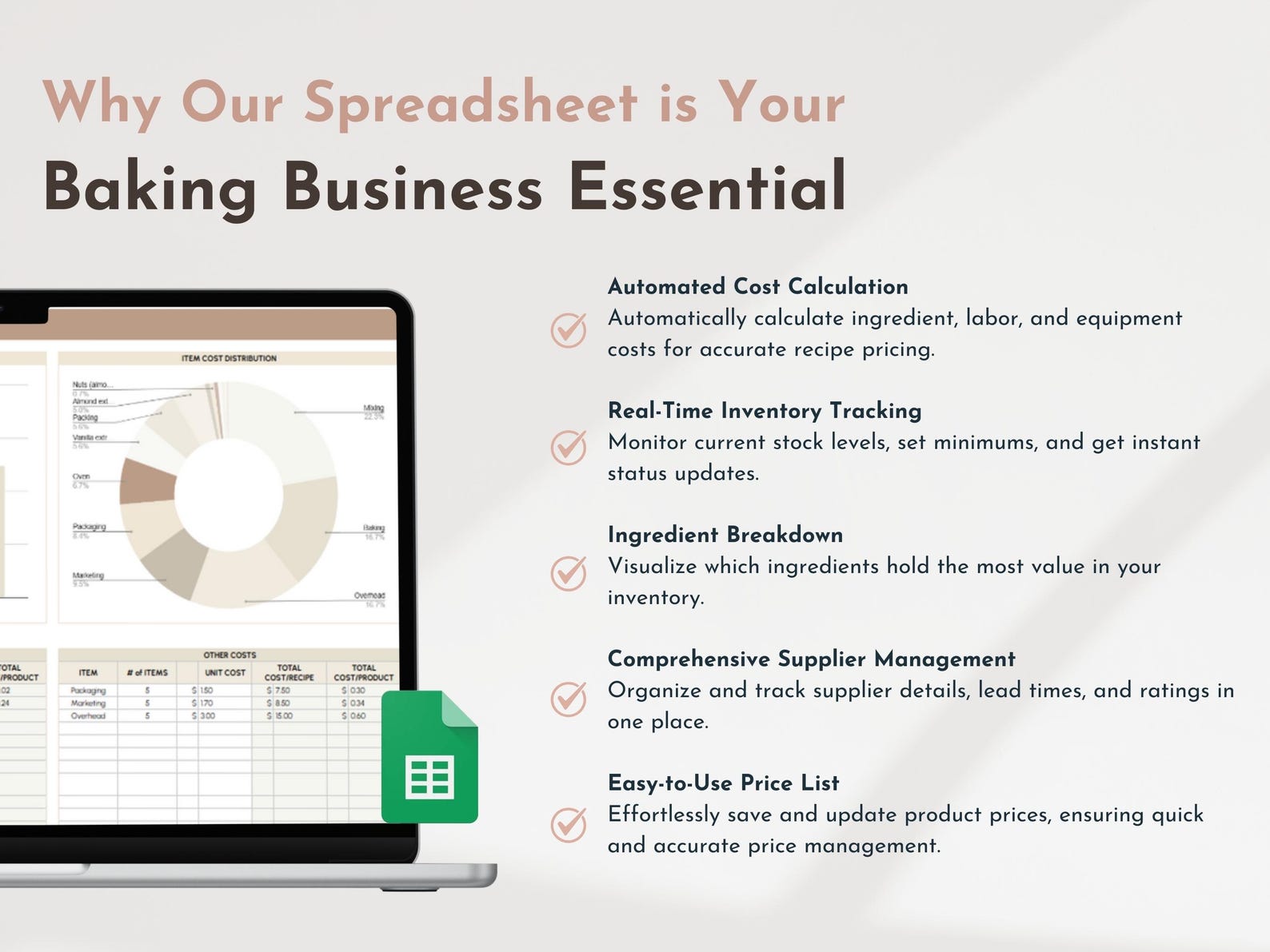 Recipe Cost Calculator Bakery Bakery Spreadsheet Inventory Pricing ...