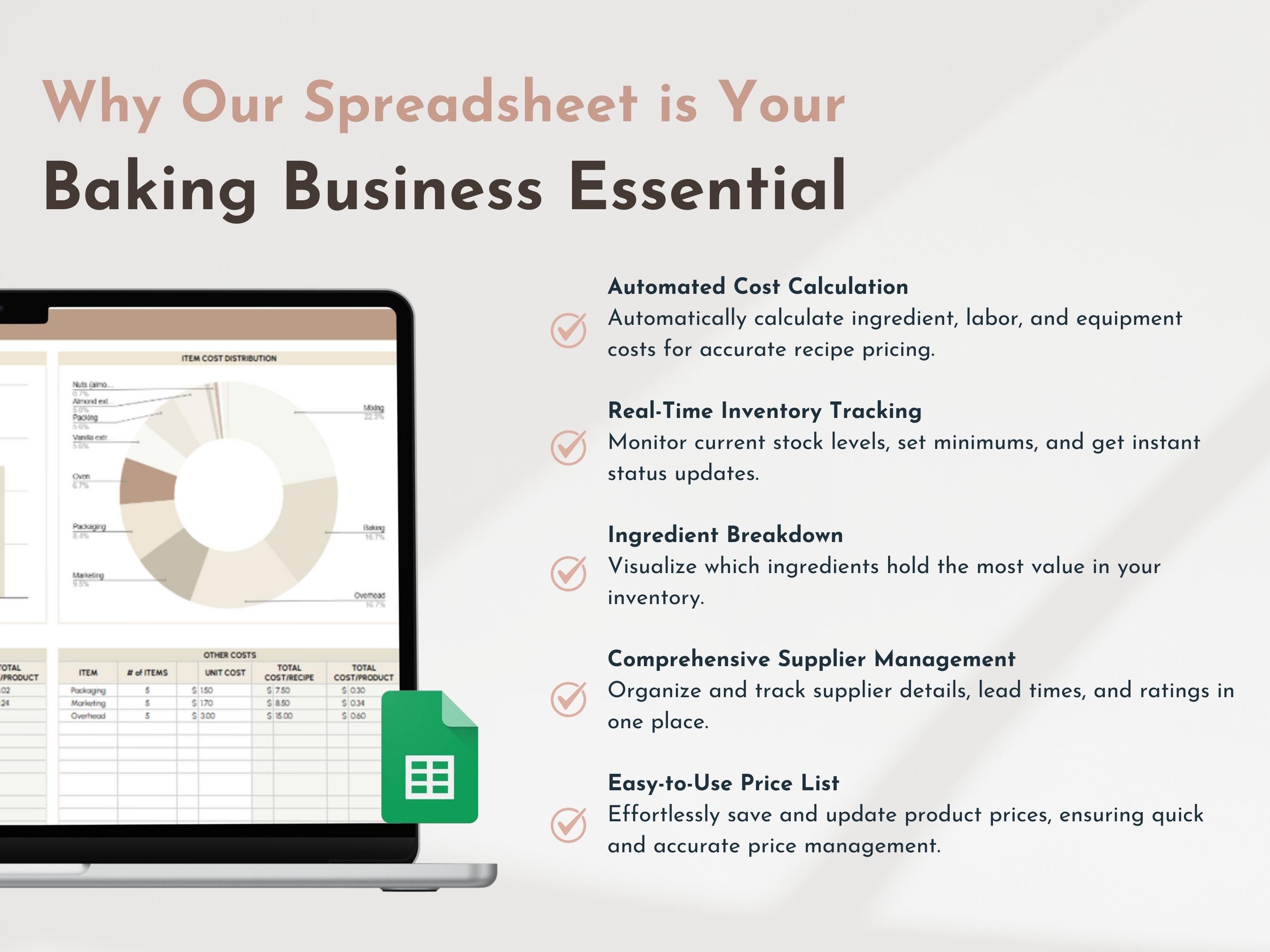 Recipe Cost Calculator Bakery Bakery Spreadsheet Inventory Pricing ...
