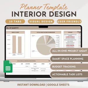 Interior Design Planner Home Renovation Spreadsheet House Project ...