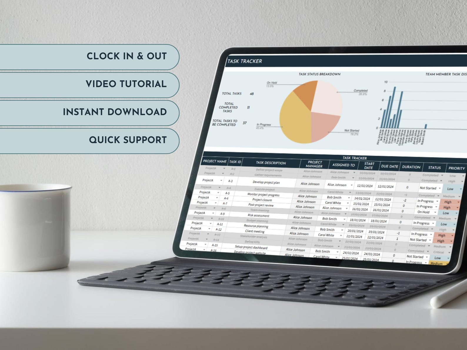 Team Task Tracker Team Management Planner to Do List Productivity ...