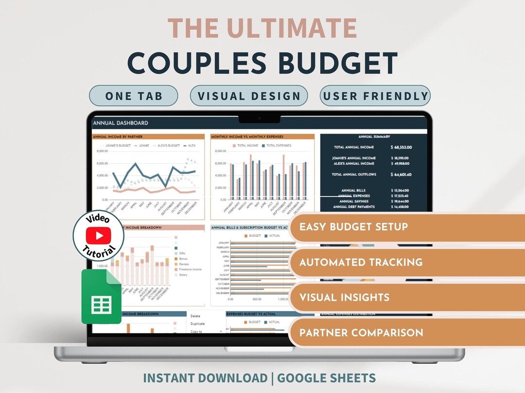 Couples Budget Tracker Family Budget Planner Spreadsheet Couple ...