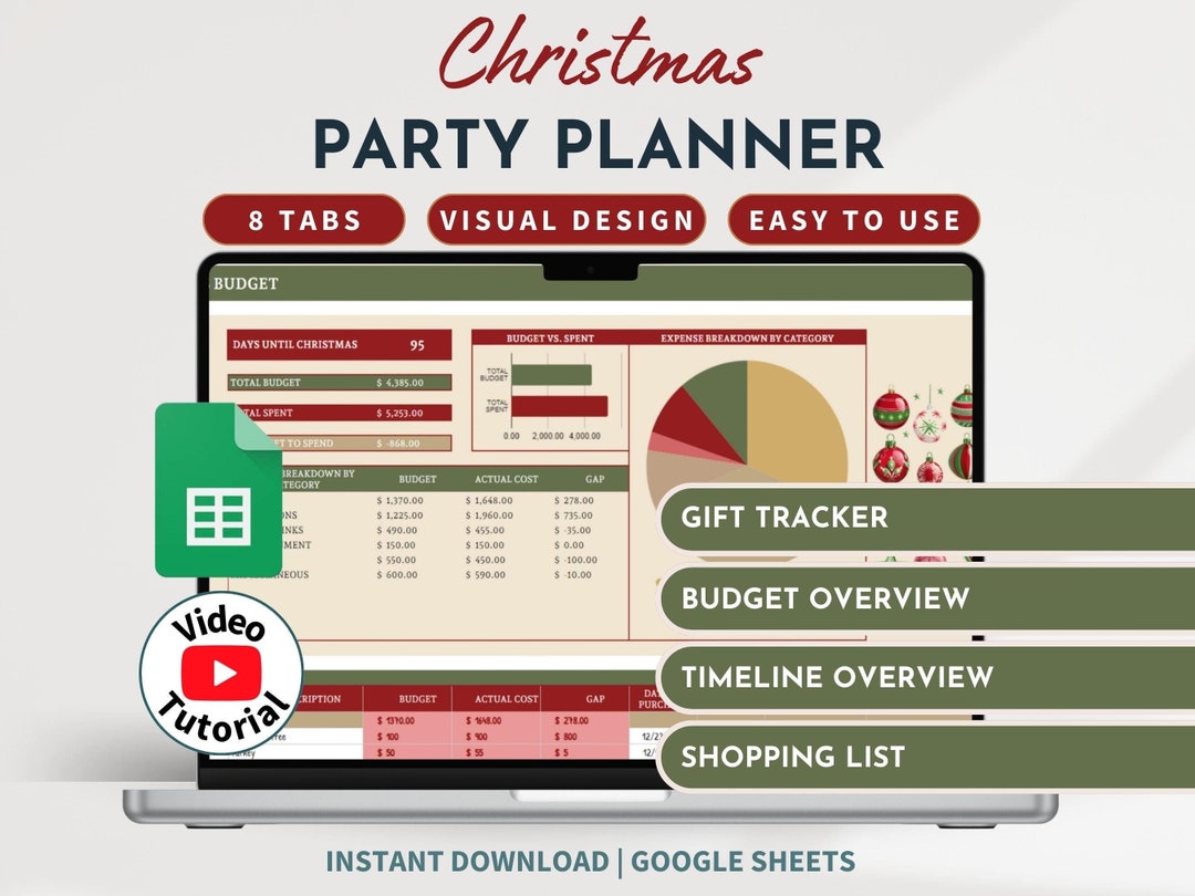Christmas Party Planner Spreadsheet Event Planner Party Organizer ...