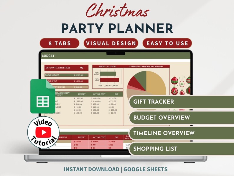 Christmas Party Planner Spreadsheet Event Planner Party Organizer ...