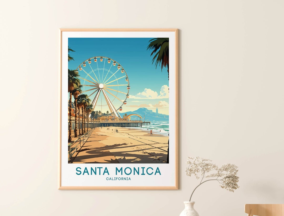 Santa Monica Travel Print Wall Art Santa Monica Travel Gift Santa ...