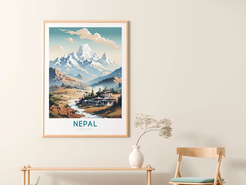 Nepal Travel Poster Nepal Wall Art Everest Home Décor Himalaya - Etsy
