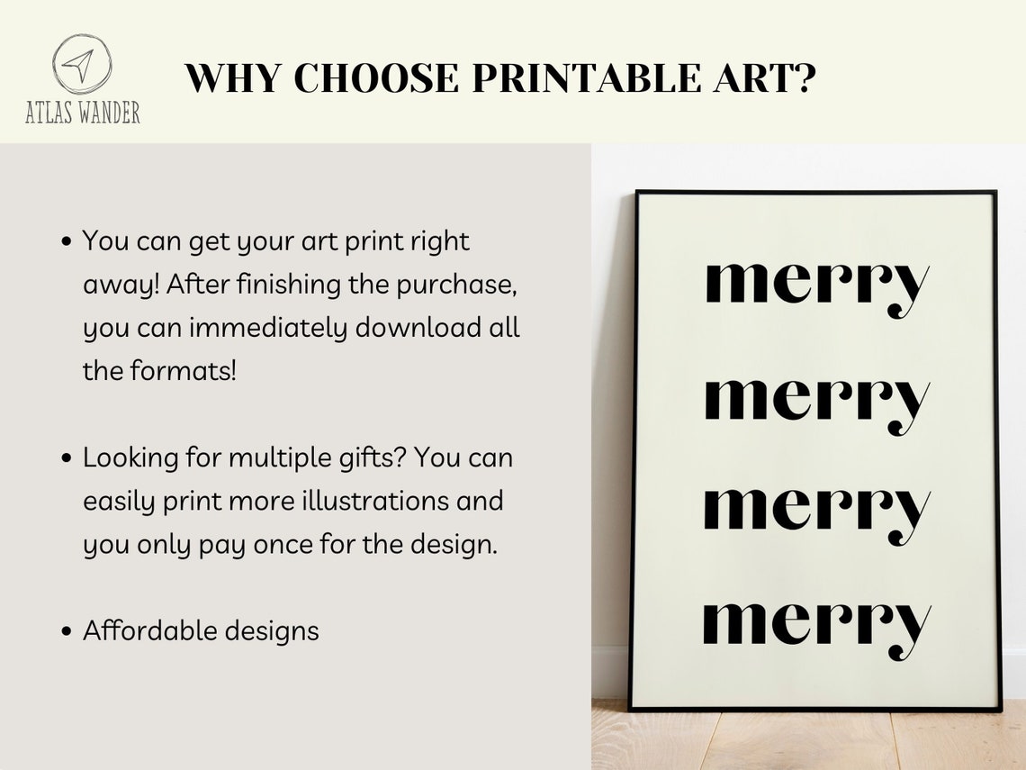 Christmas Printable Black and White Christmas Wall Art X-mas Monochrome ...