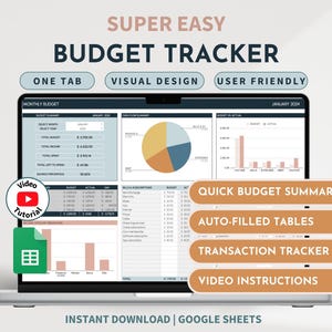 Budget Planner Simple Budget Tracker Spreadsheet Monthly Budget ...