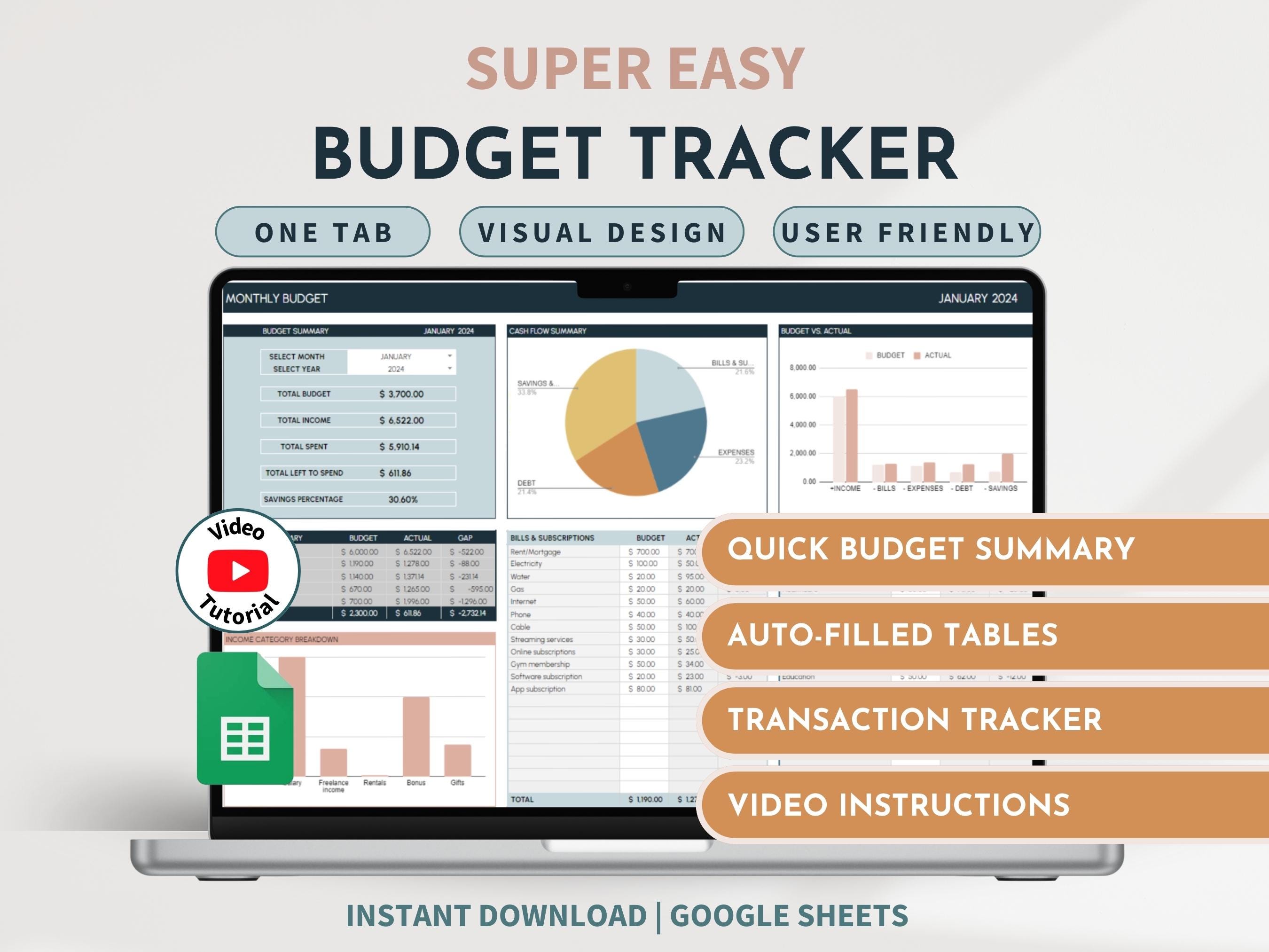 Budget Planner Simple Budget Tracker Spreadsheet Monthly Budget ...
