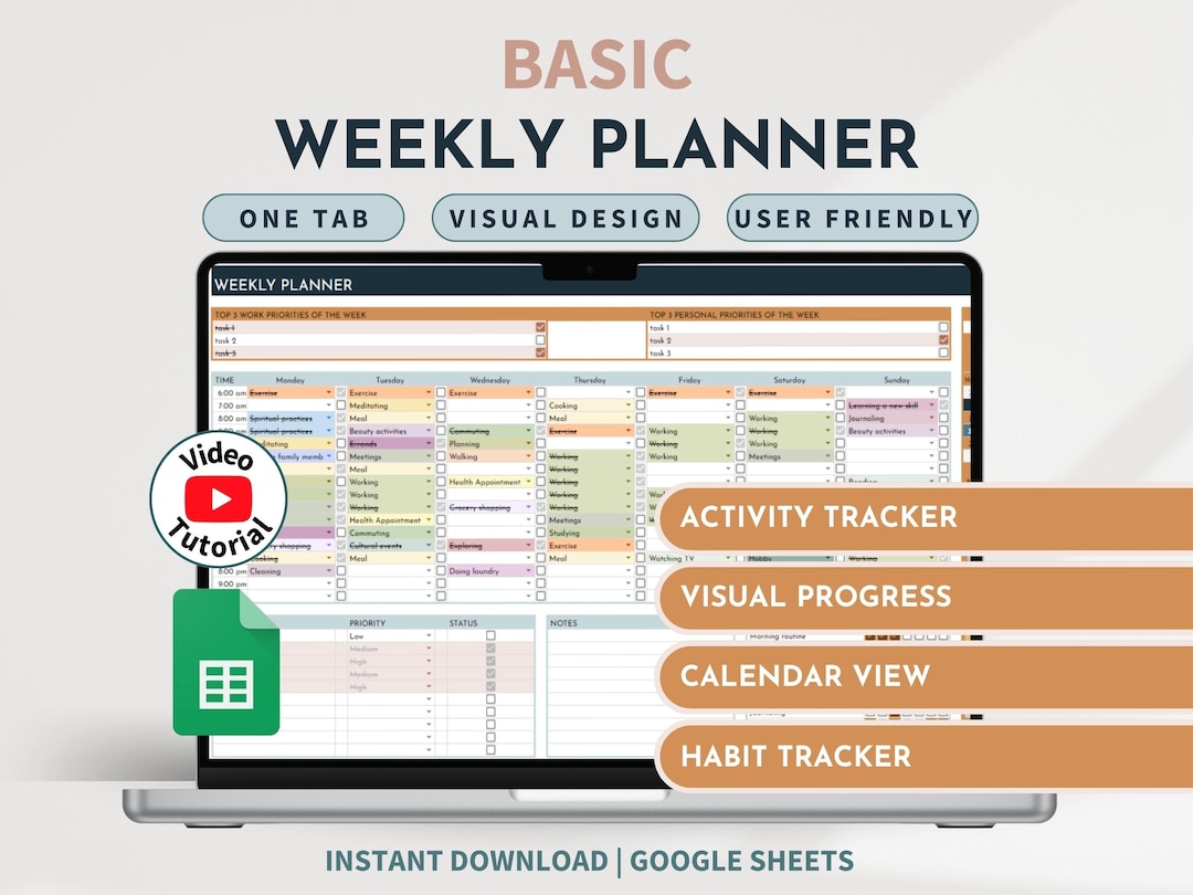 Weekly Planner Hourly Schedule Template Weekly Organizer for Busy Moms ...