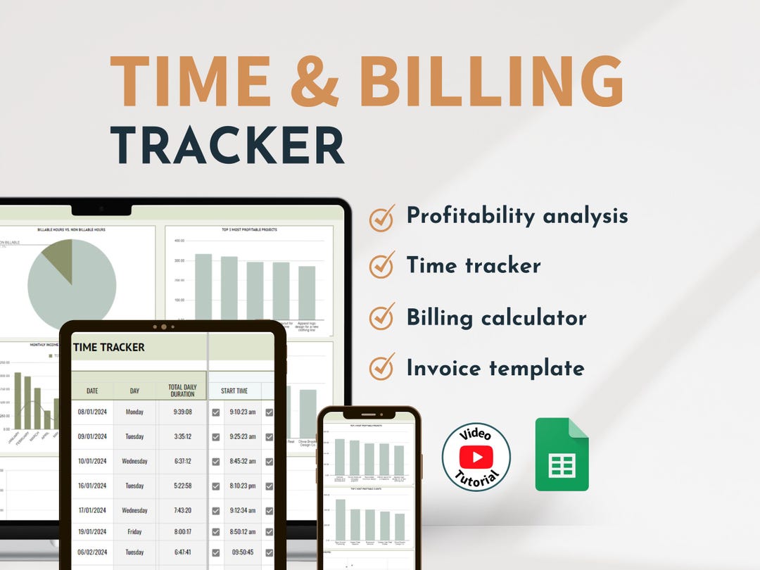 Time and Billing Tracker Spreadsheet Time Tracker Billing Rate ...