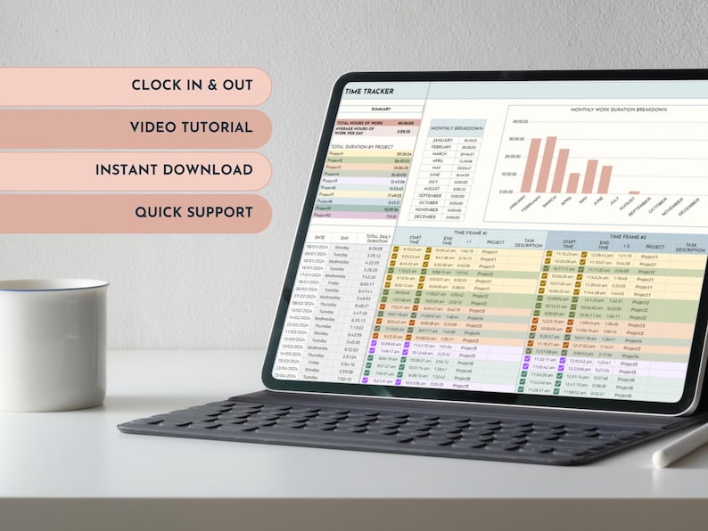 Freelance Time Tracking Sheet Client Hour Log Weekly Work Tracker ...