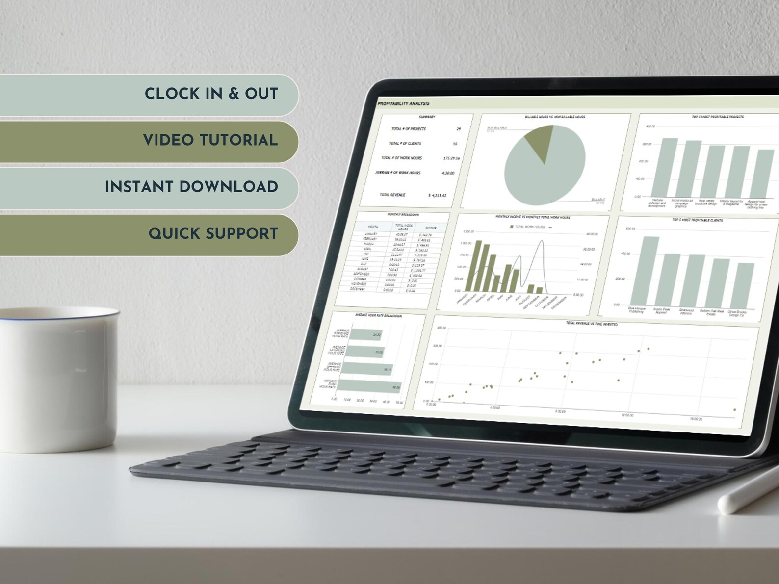 Time and Billing Tracker Spreadsheet Time Tracker Billing Rate ...