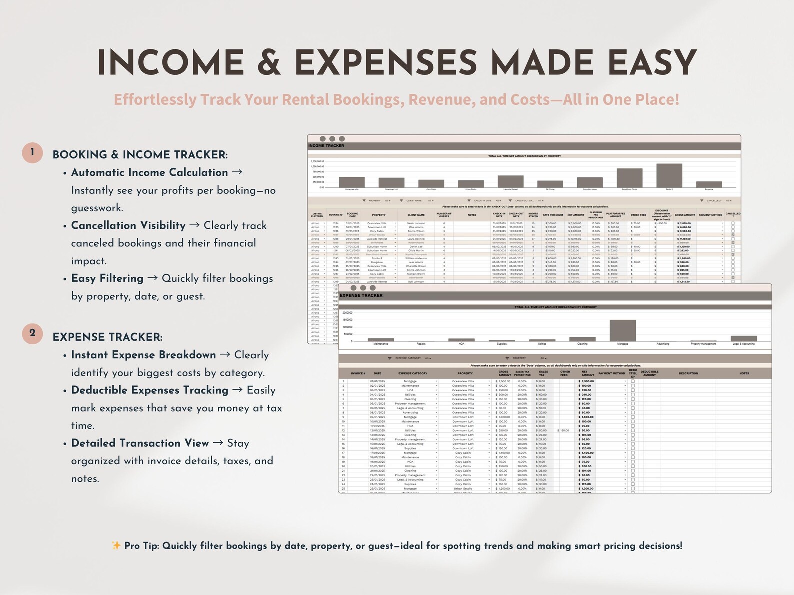 Rental Property Income and Expense Tracker Multi Unit Landlord ...