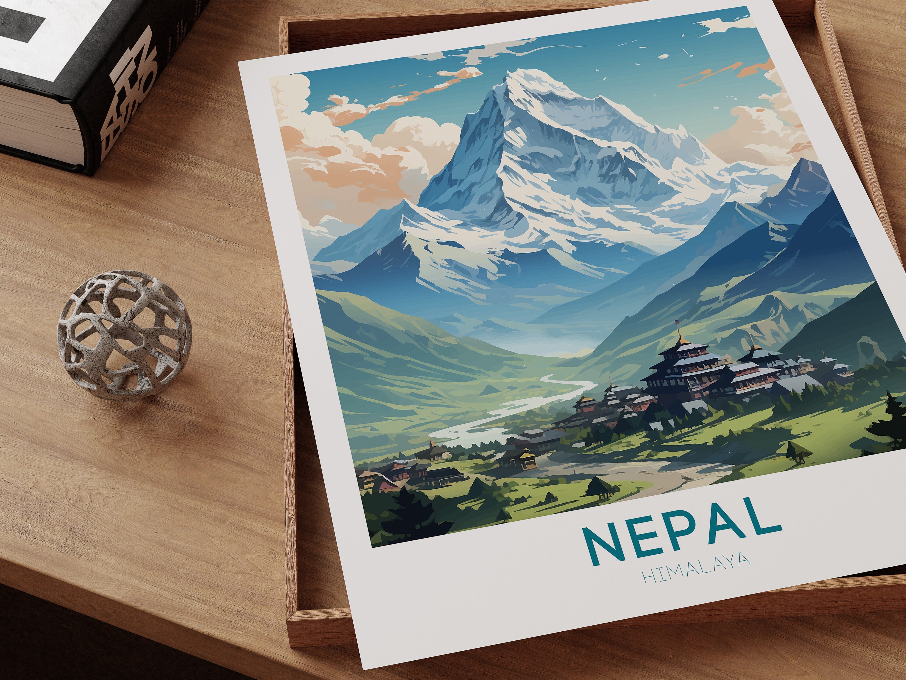 Nepal Travel Poster Nepal Wall Art Everest Home Décor Himalaya Gift Art ...
