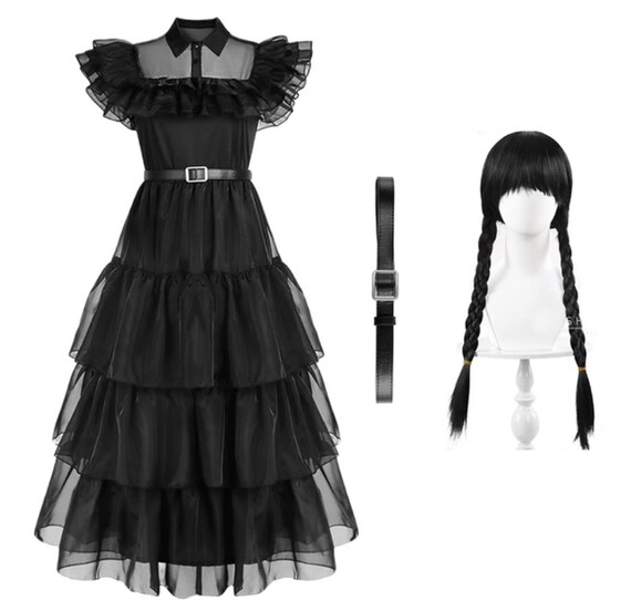 Wednesday Addams Halloween Dress - Gothic Black Costu… - Gem