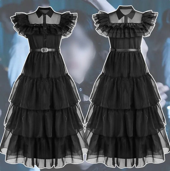 Wednesday Addams Halloween Dress - Gothic Black Costu… - Gem