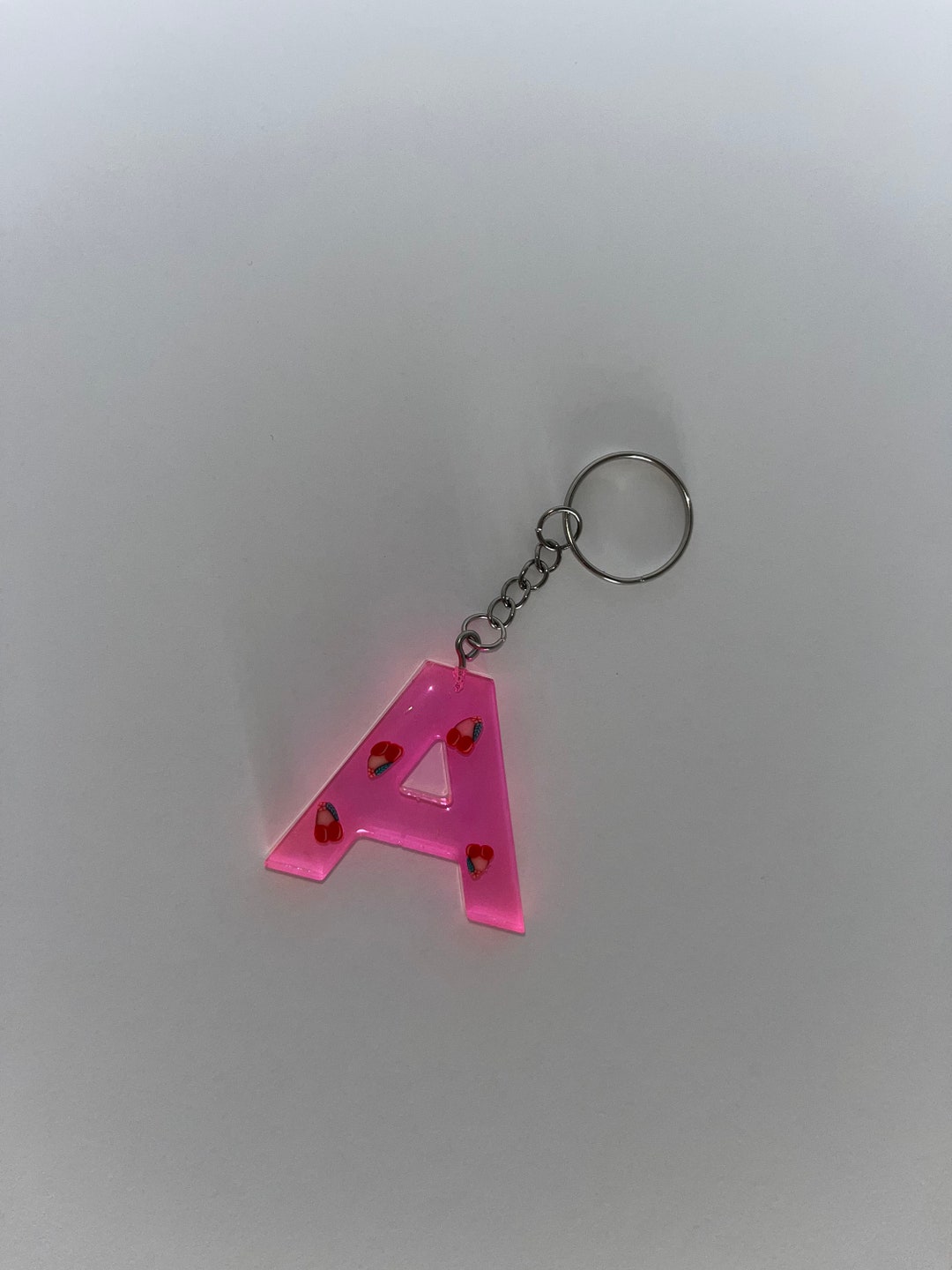 Letter/inital Pink Cherry Key Chains - Etsy