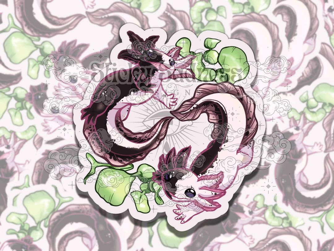 Light and Dark Axolotl Colorful Waterproof Vinyl Sticker, Gift for ...